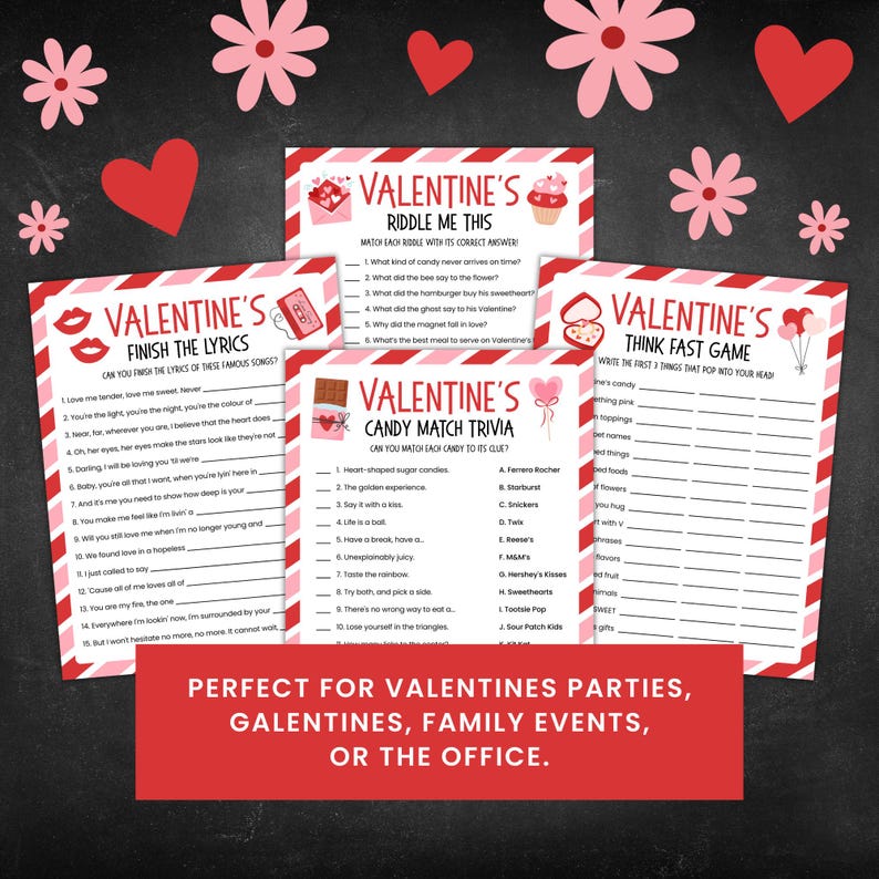 Valentine Game Bundle | 15 PRINTABLE Valentines Games for Kids & Adults ...