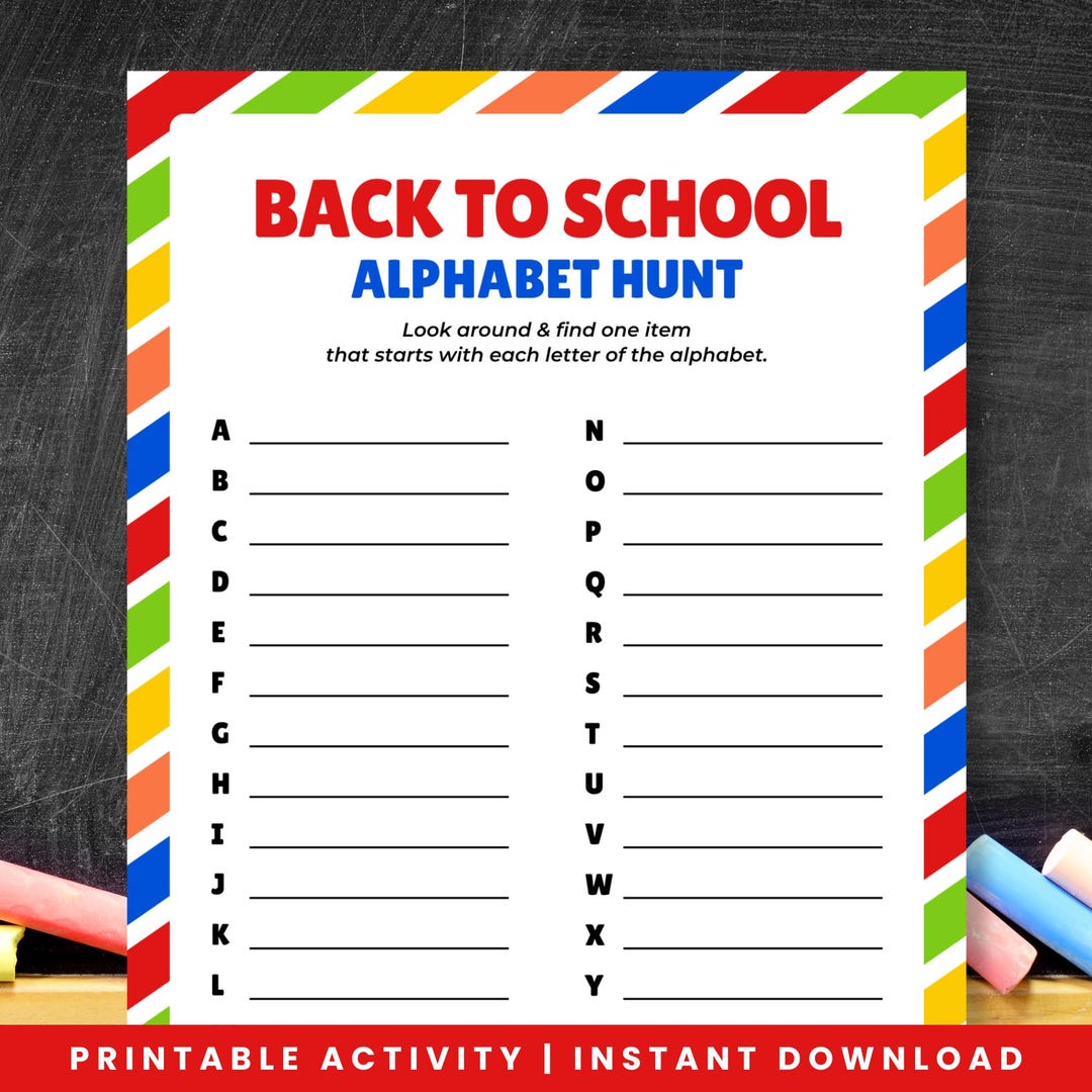 Back to School Printable Alphabet Hunt | Fun Classroom Game for Kids ...