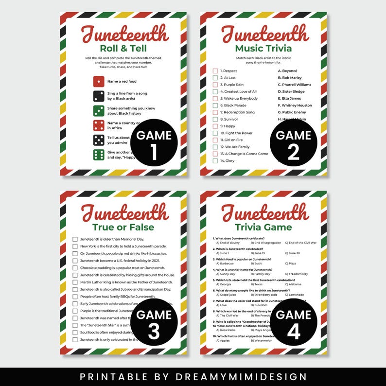 Juneteenth Games Bundle, Printable Juneteenth Activities, Black History ...