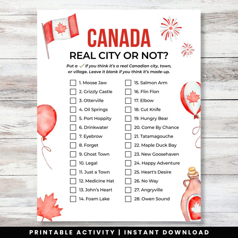 Canada Day Trivia Game Printable, Canada Day Party Game, Funny Canada ...