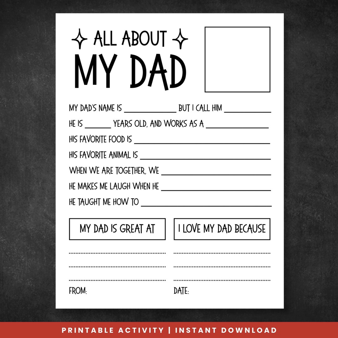 Father's Day Printable Gift, Father’s Day Activity for Kids, DIY Gift ...