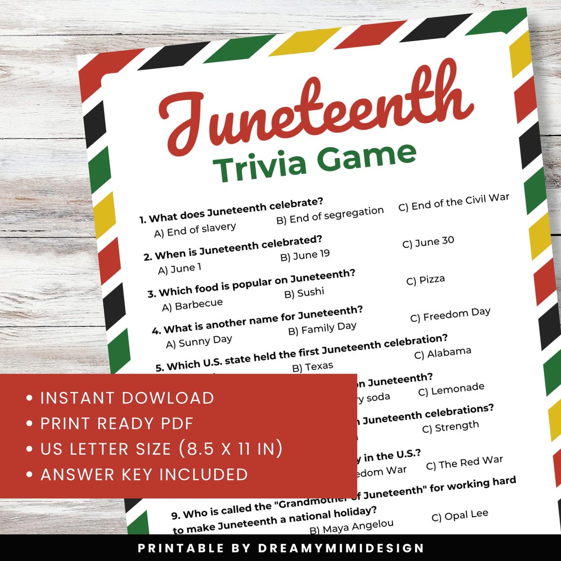Juneteenth Trivia Game, Juneteenth Quiz, African American History Quiz ...