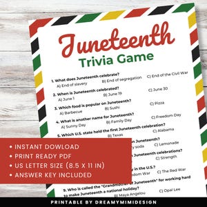 Juneteenth Trivia Game, Juneteenth Quiz, African American History Quiz ...