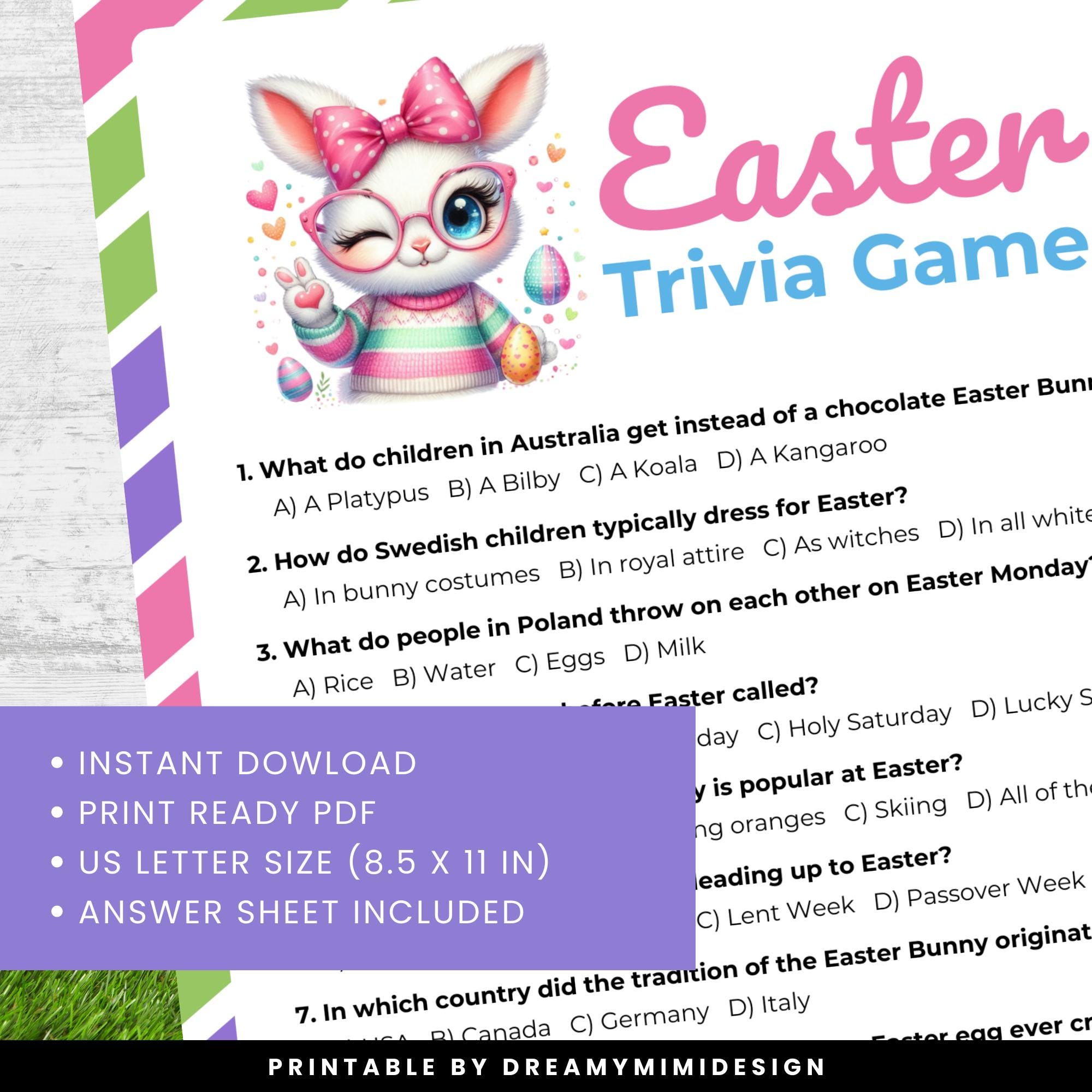 Easter Trivia, Easter Game, Printable Easter Party Game, Easter ...