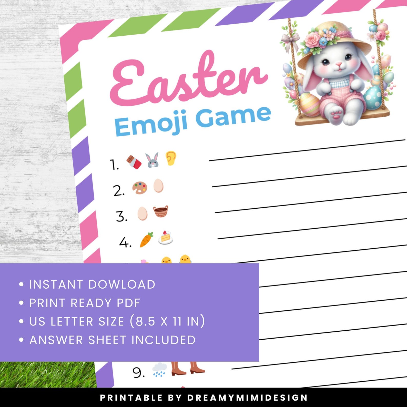 Easter Emoji Game, Easter Pictionary, Printable Easter Game, Easter ...