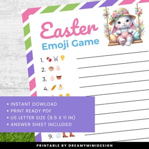 Easter Emoji Game, Easter Pictionary, Printable Easter Game, Easter ...