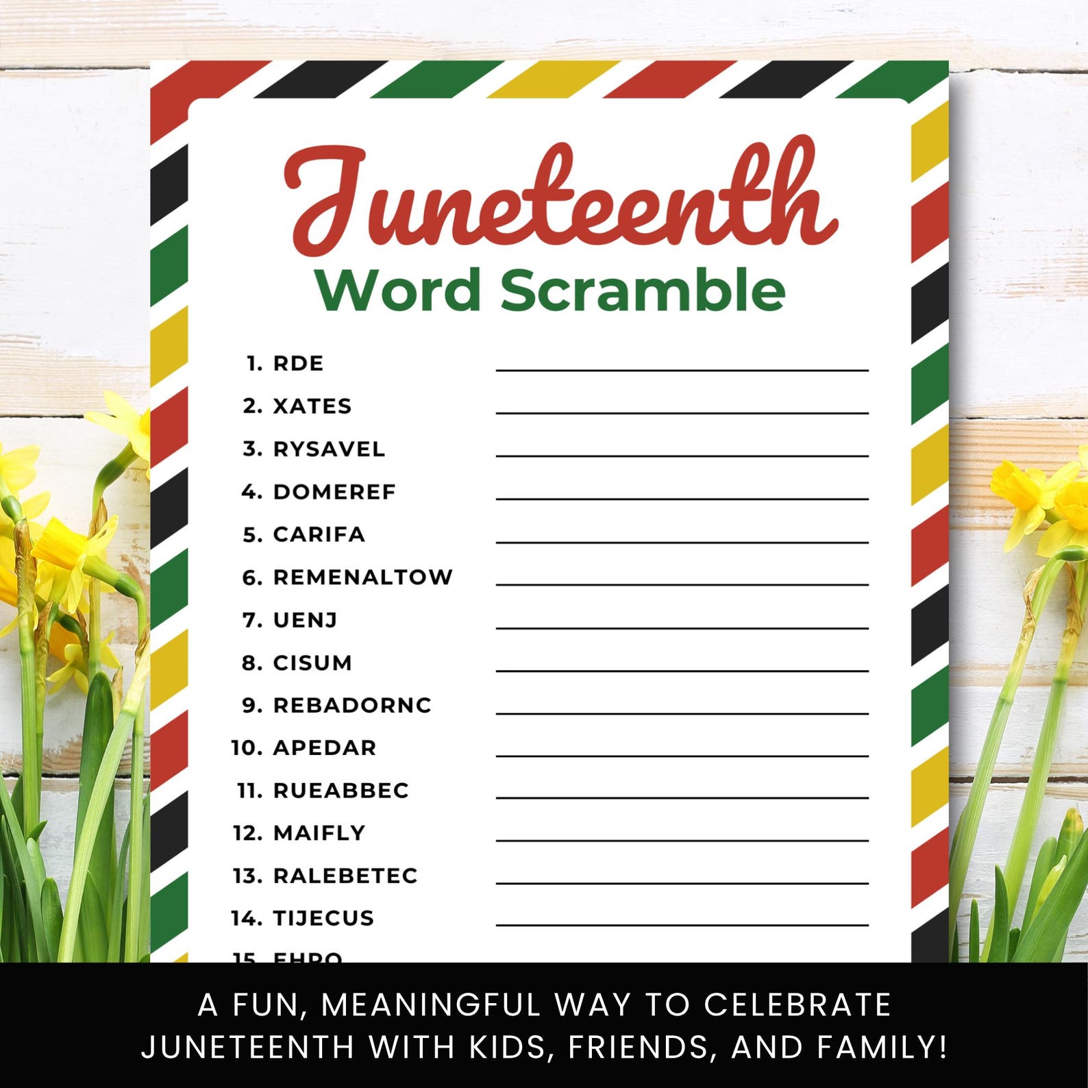 Juneteenth Word Scramble, Printable Game for Kids & Adults, Fun ...