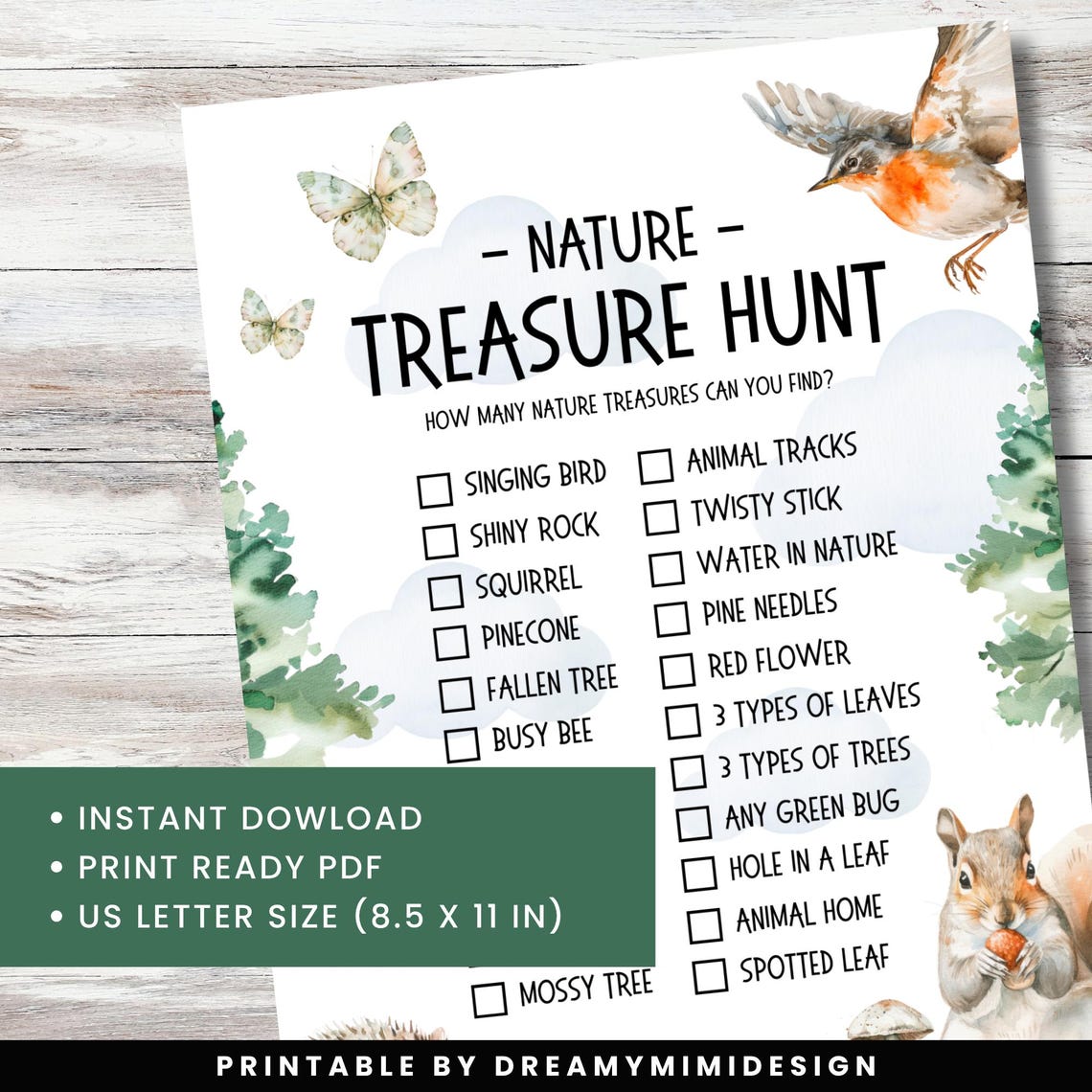 Nature Scavenger Hunt, Printable Outdoor Treasure Hunt for Kids, Kids ...