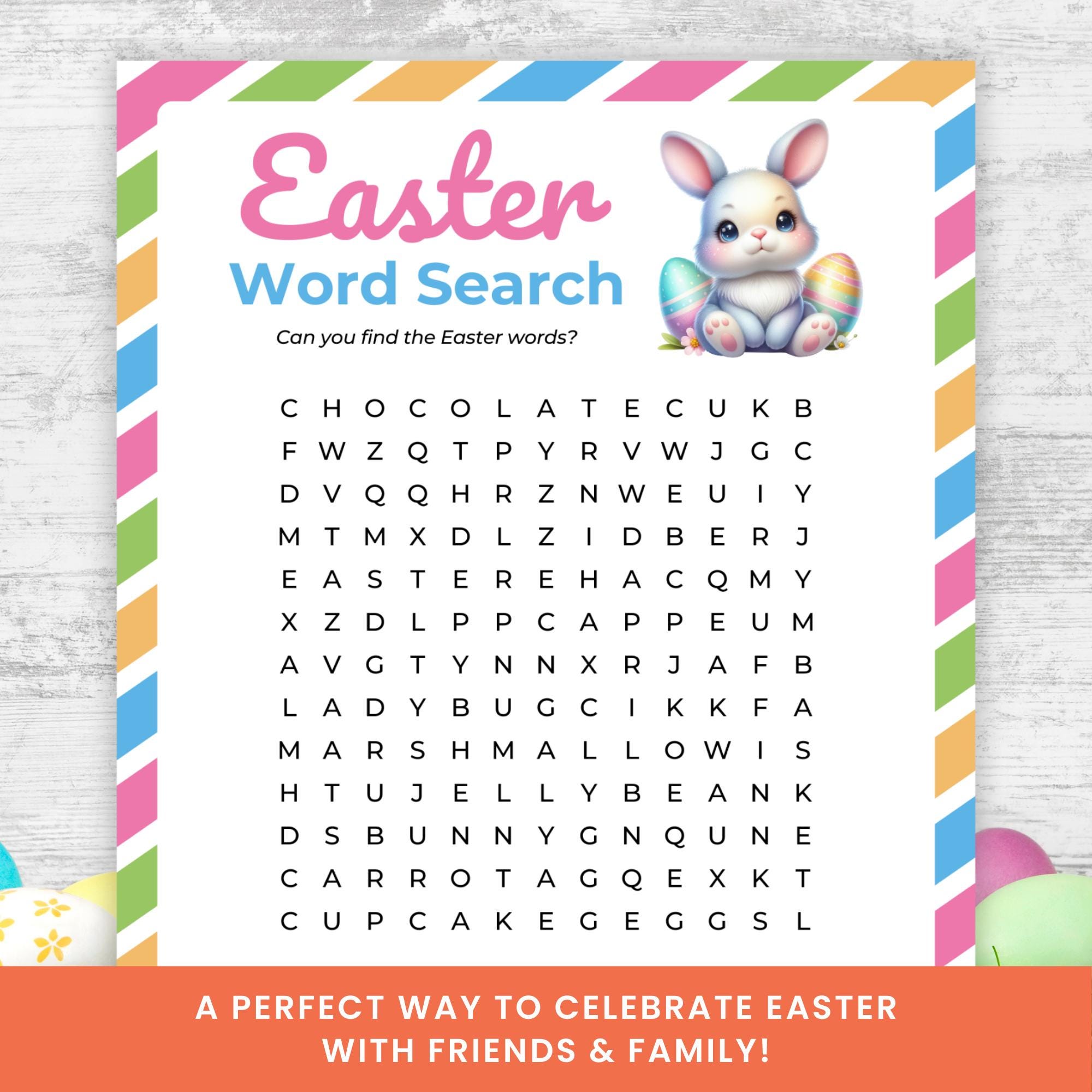 Easter Word Search, PRINTABLE Puzzle Game for Kids, Easter Basket ...