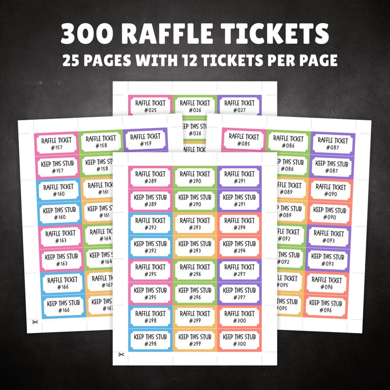 Easter Raffle Tickets, 300 PRINTABLE Tear off Tickets With Stubs and ...