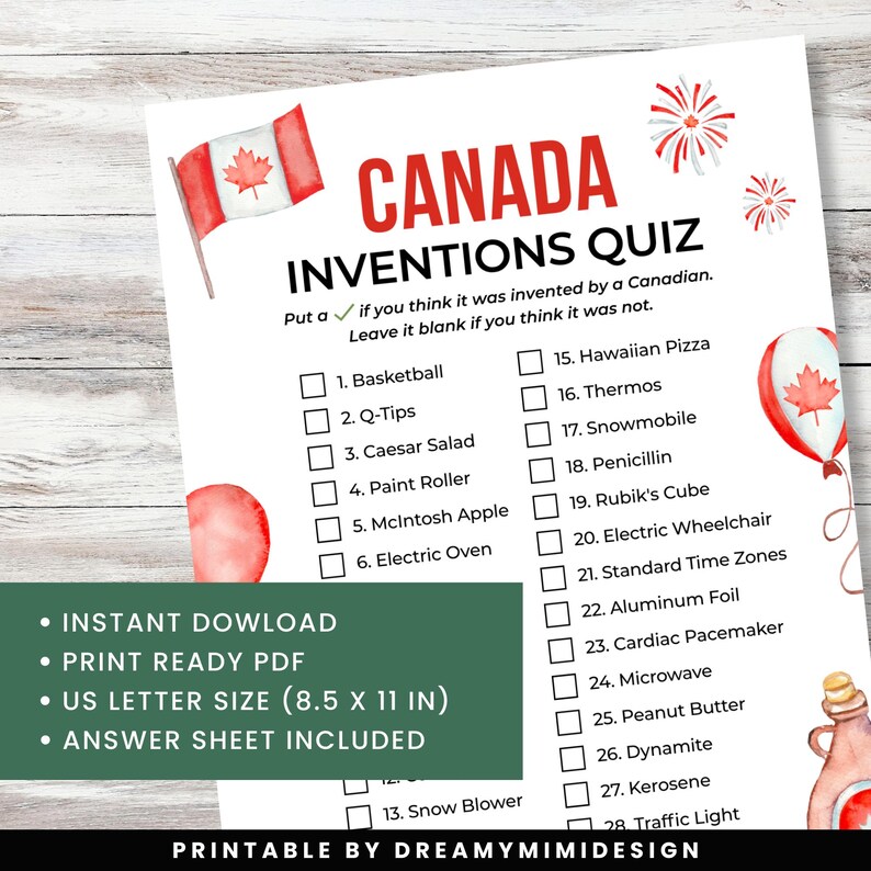 Canada Day Trivia Game, Printable Party Game for Canada Day for Kids ...