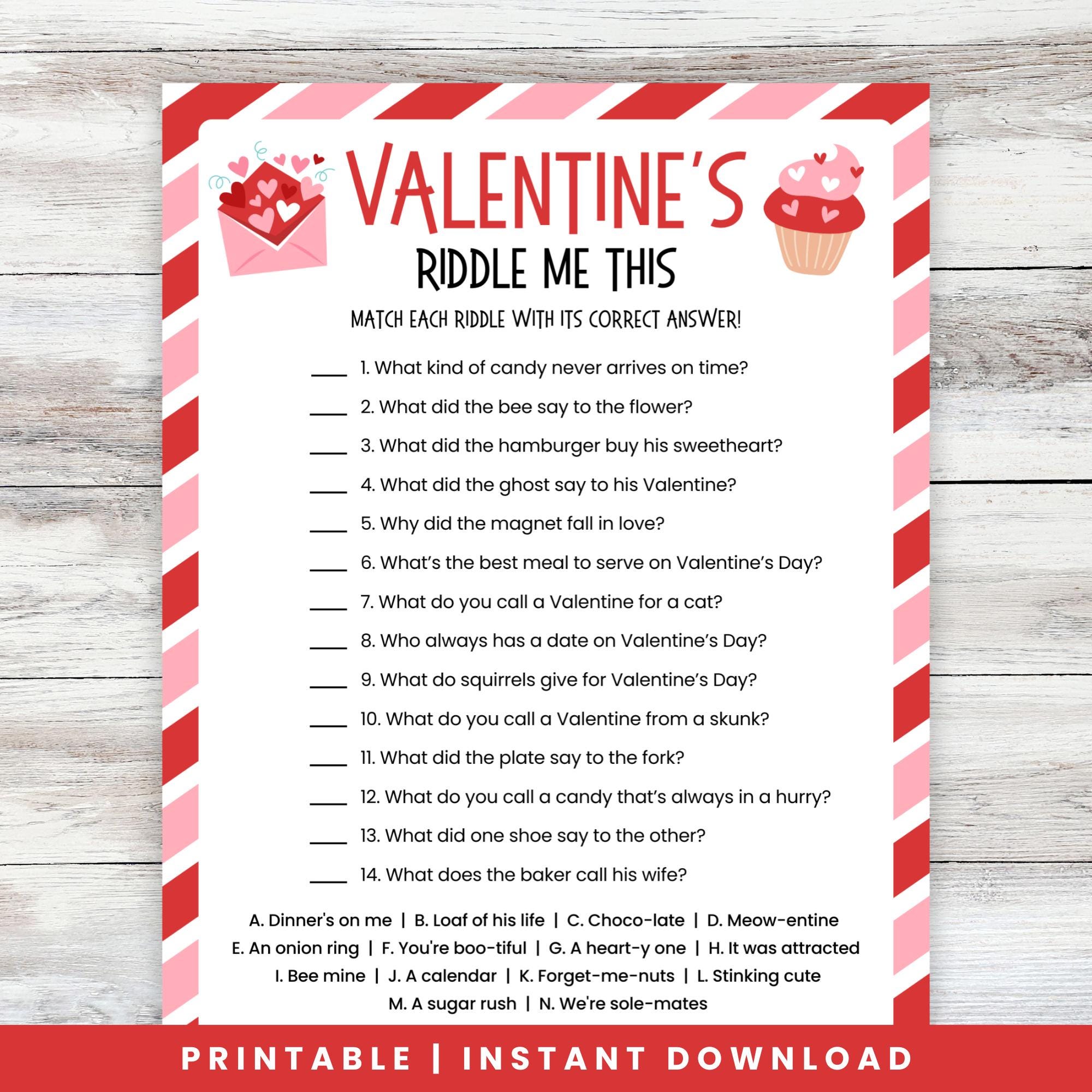 Valentine Riddles | PRINTABLE Riddle Me This for Kids & Adults ...