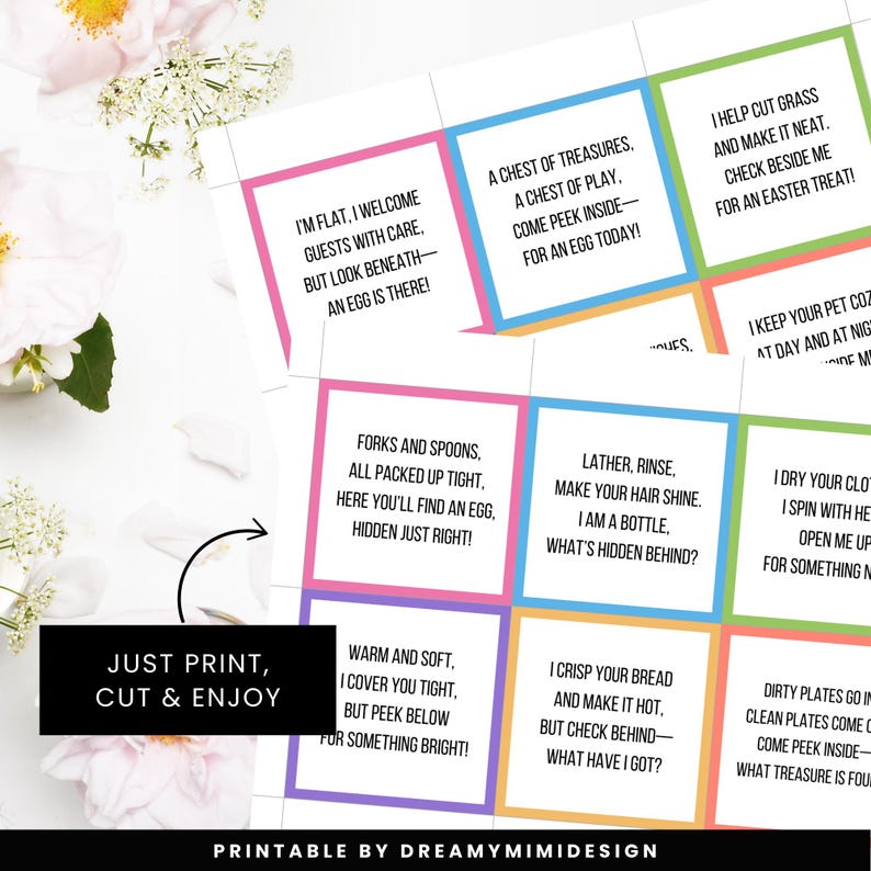 Easter Egg Hunt Game, Indoor Easter Egg Hunt Clues, Easter Printable ...