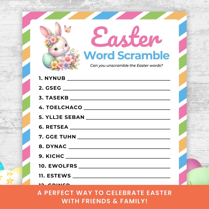 Easter Word Scramble, PRINTABLE Activity for Kids & Adults, Easter ...