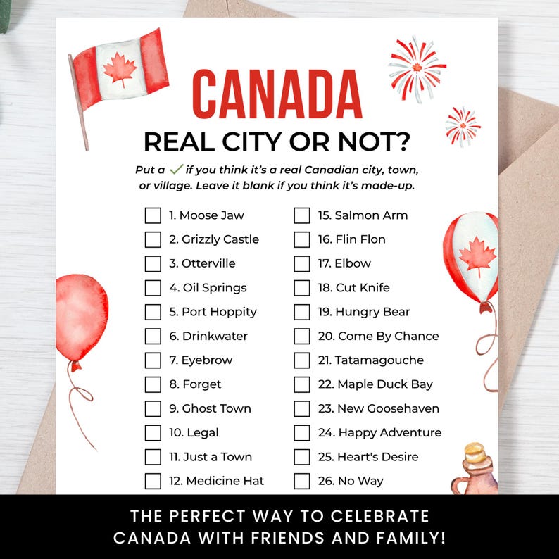 Canada Day Trivia Game Printable, Canada Day Party Game, Funny Canada ...