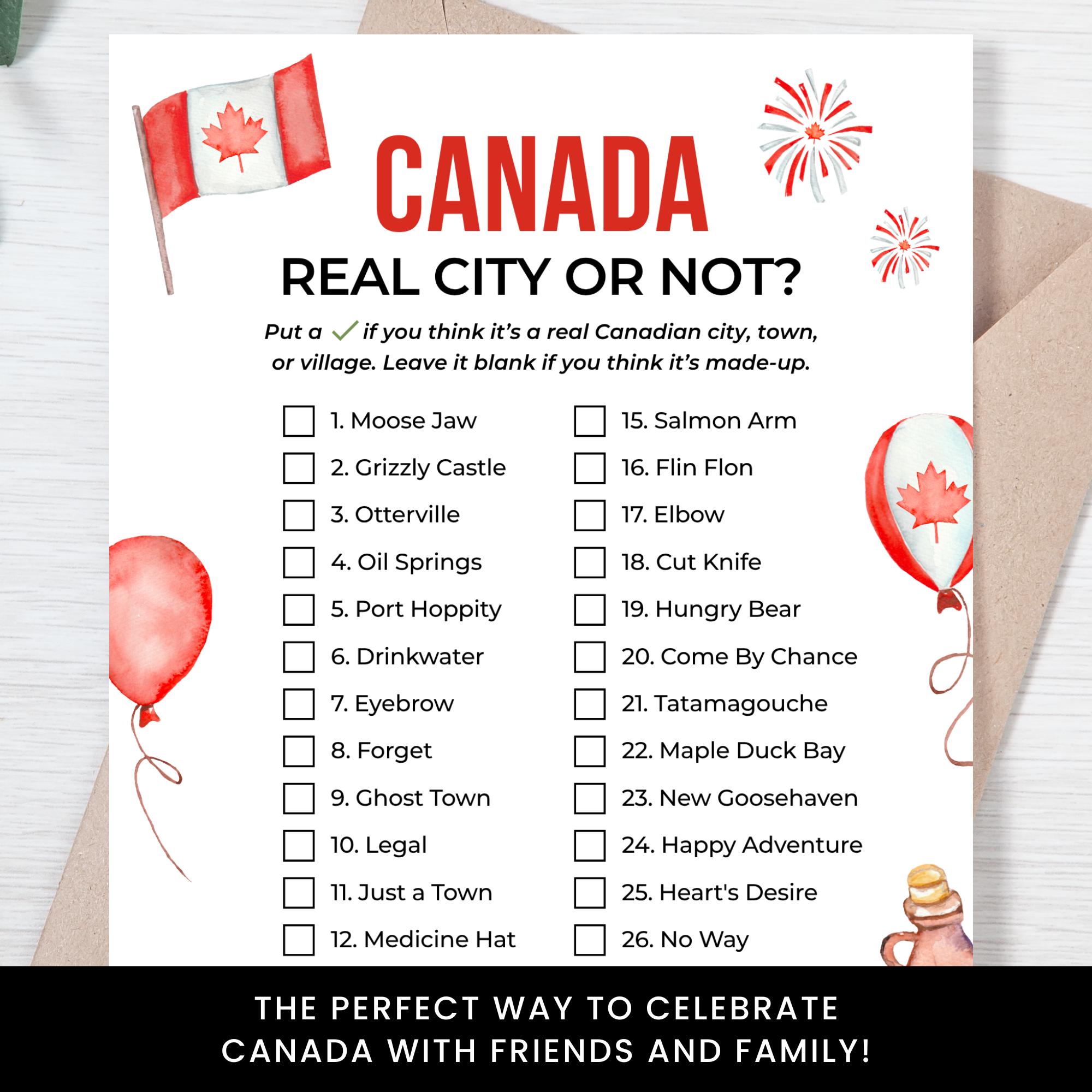 Canada Day Trivia Game Printable, Canada Day Party Game, Funny Canada ...