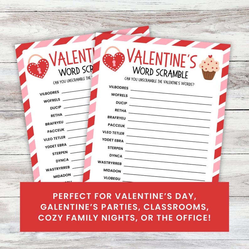 Valentine Word Scramble With Answers | PRINTABLE Word Game for Kids ...