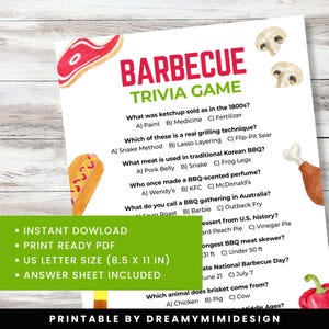 Backyard BBQ Trivia Game | Printable Summer Party Quiz for Family Game ...