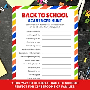 Back to School Scavenger Hunt | Back to School Printable Activities ...