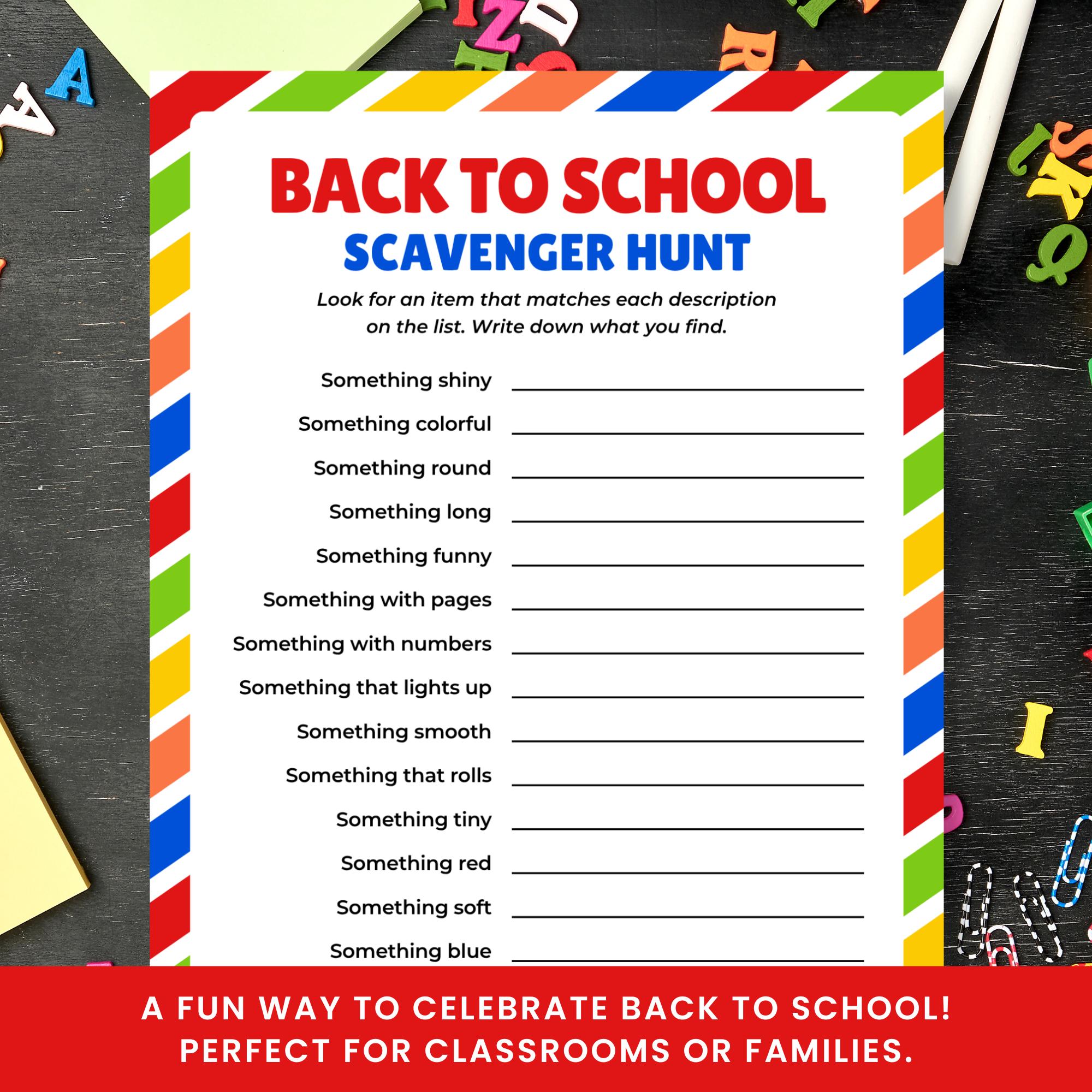 Back to School Scavenger Hunt | Back to School Printable Activities ...