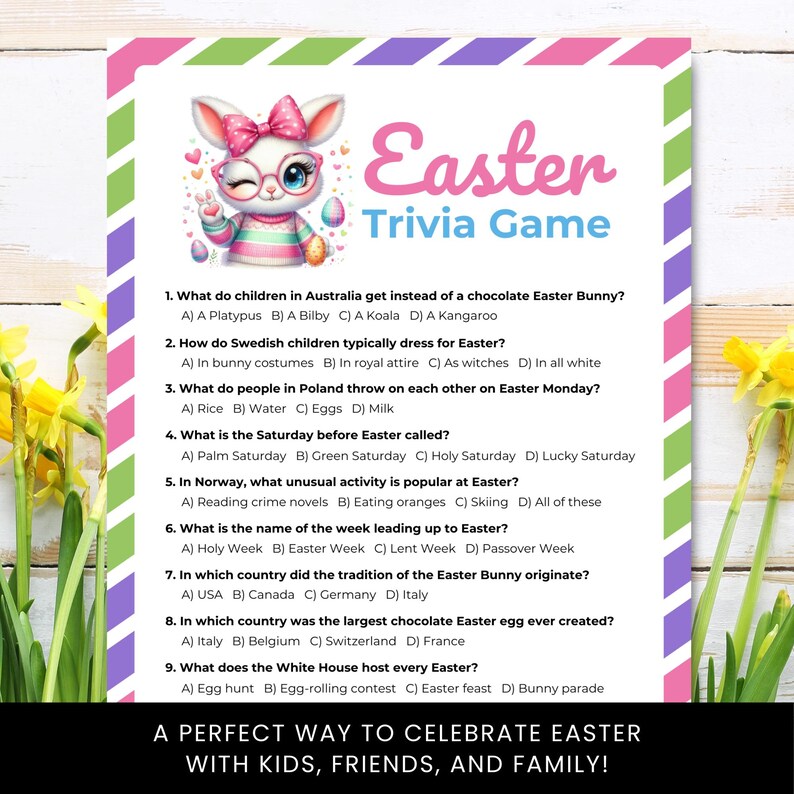 Easter Trivia, Easter Game, Printable Easter Party Game, Easter ...