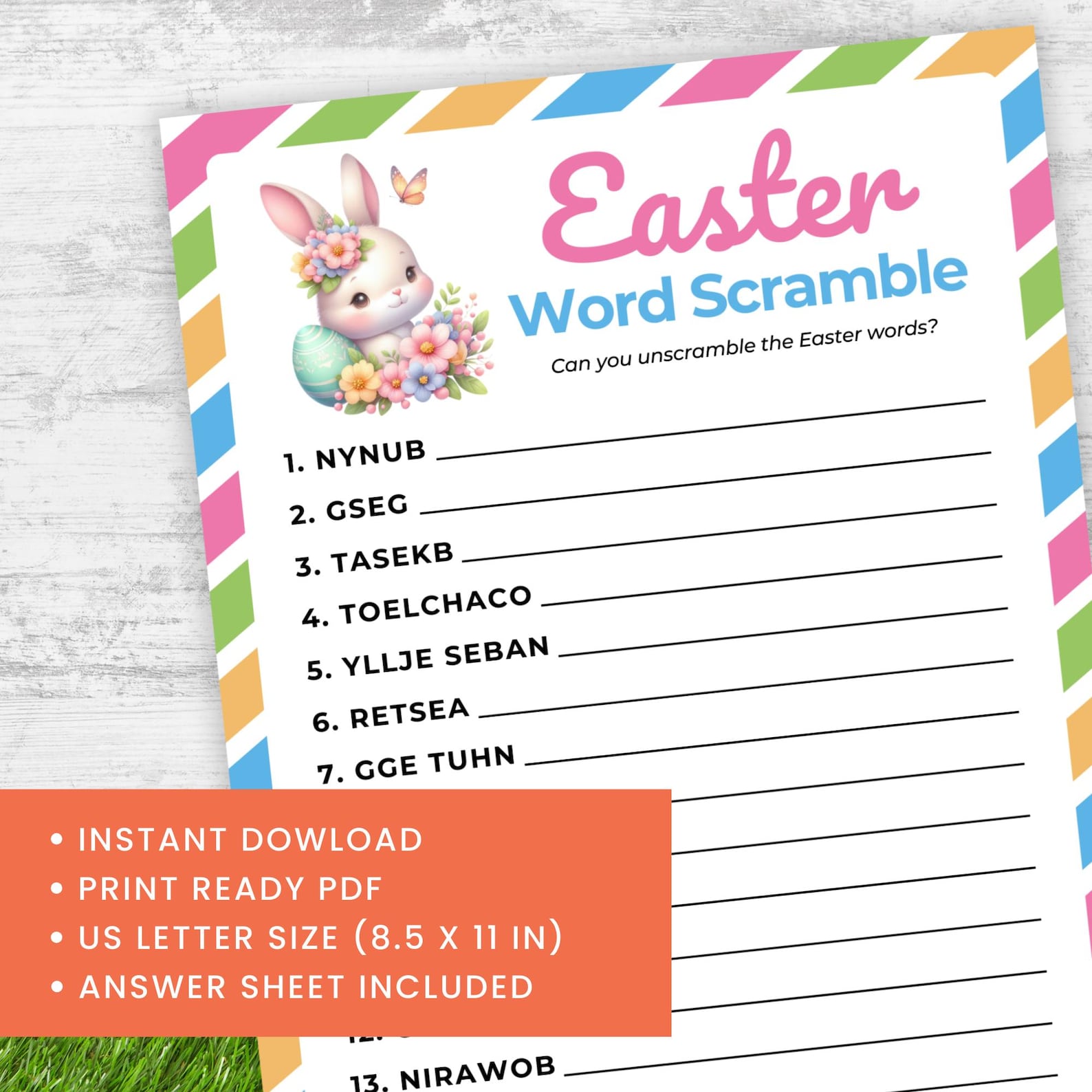 Easter Word Scramble, PRINTABLE Activity for Kids & Adults, Easter ...