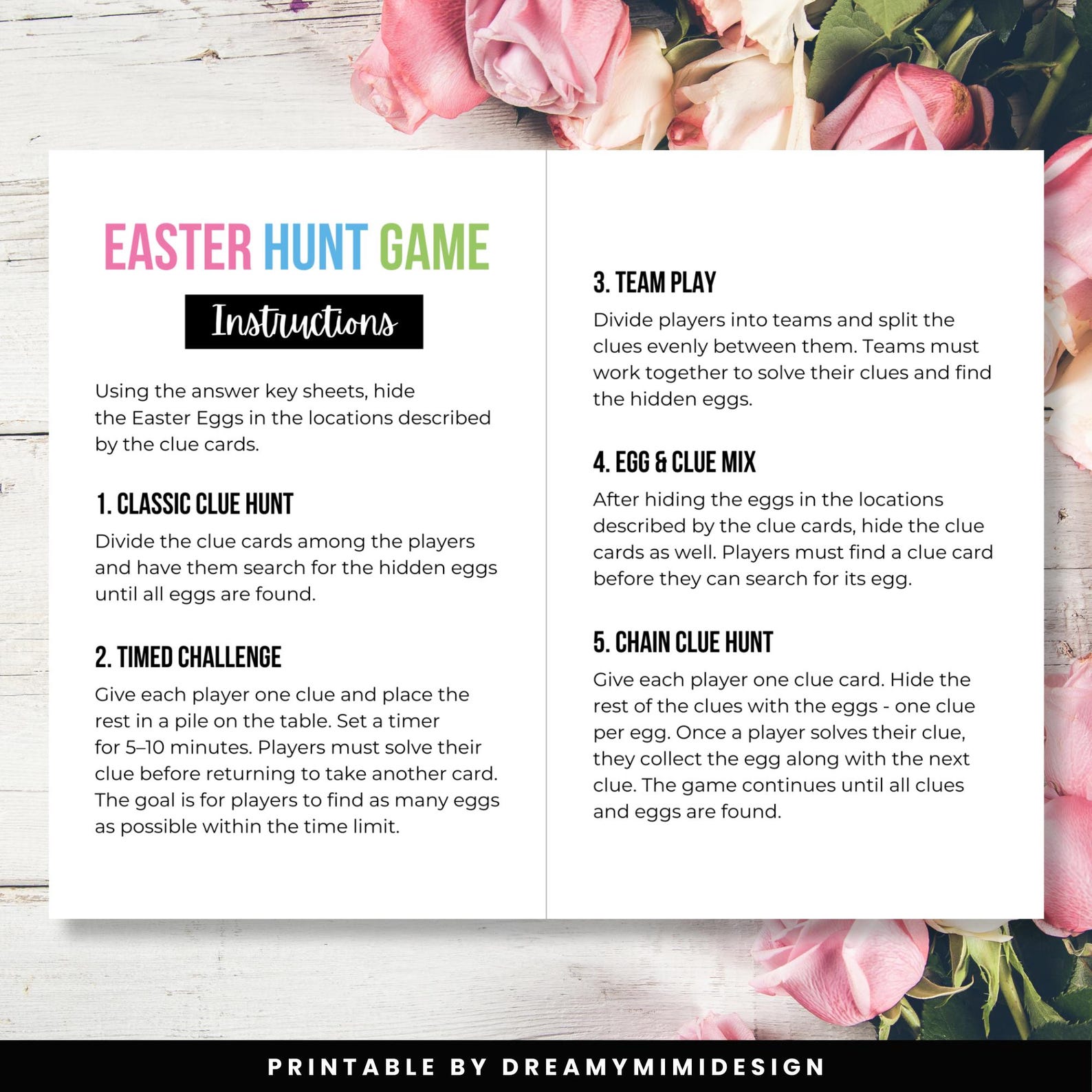Easter Egg Hunt Game, Indoor Easter Egg Hunt Clues, Easter Printable ...
