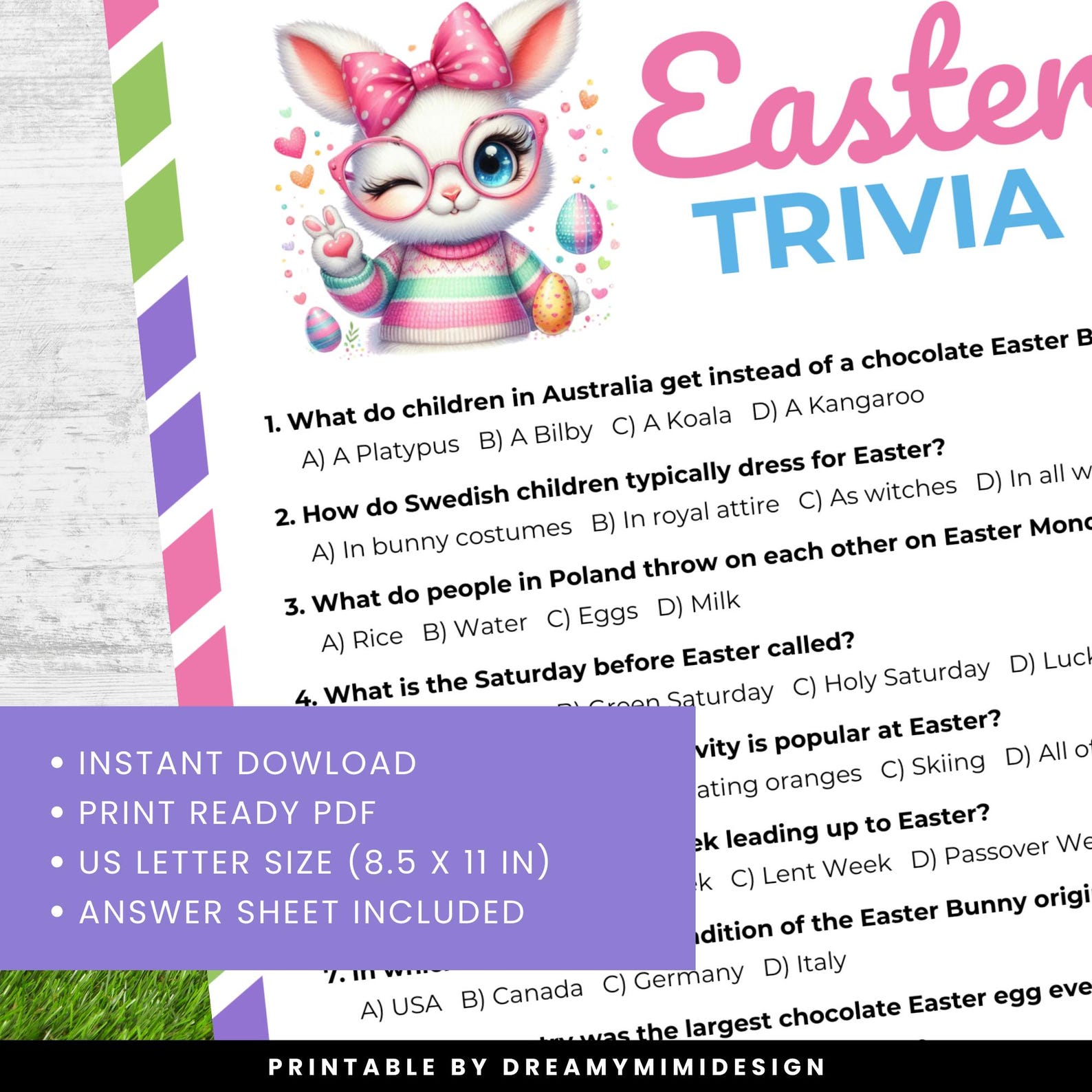 Easter Trivia, Easter Game, Printable Easter Party Game, Easter ...