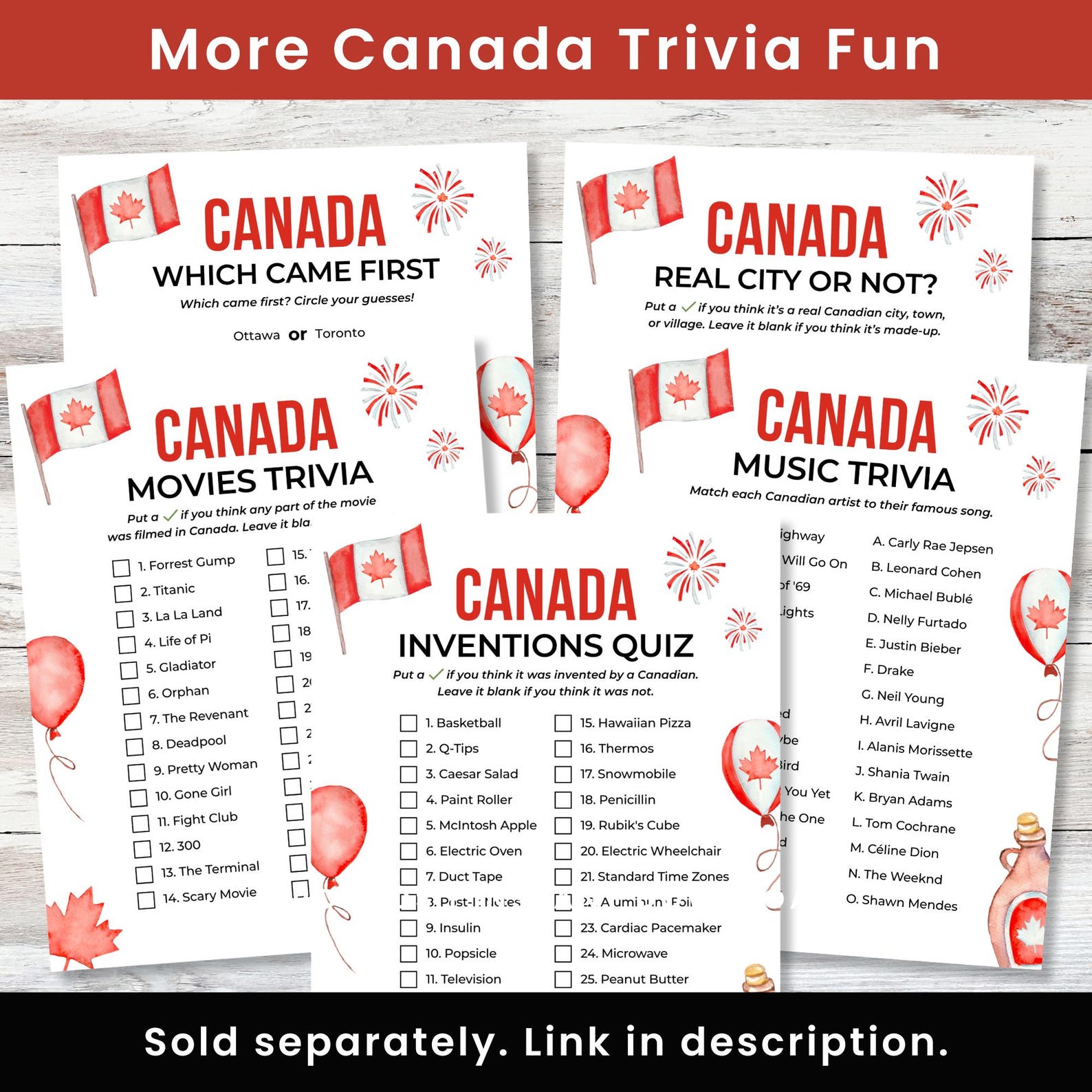Canada Day Trivia Game Printable, Canada Movie Quiz Game, Canada Day ...