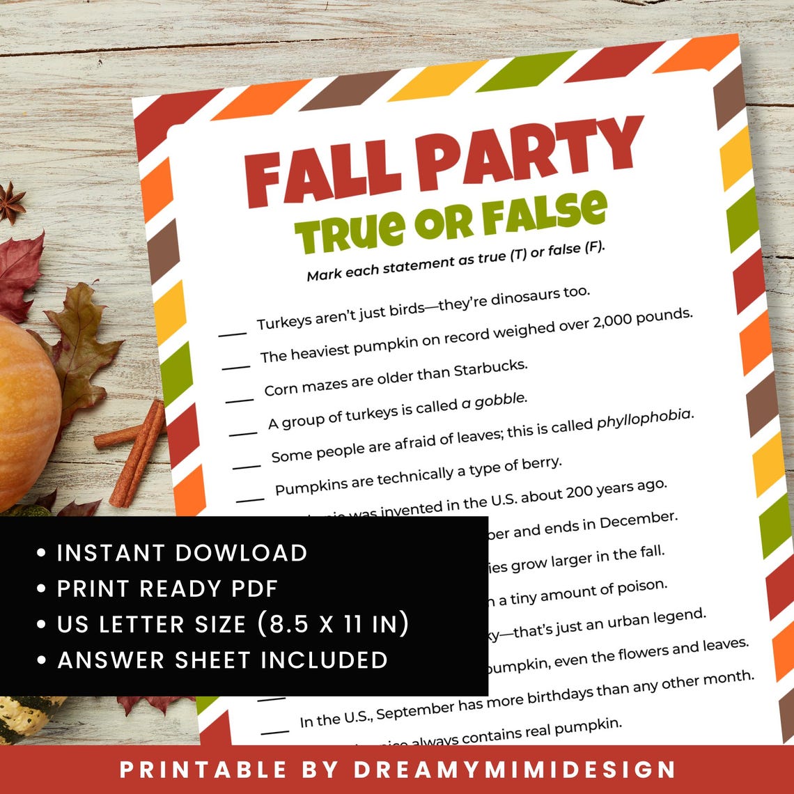 Fall True or False Game | Printable Fall Activity for Kids, Teens ...