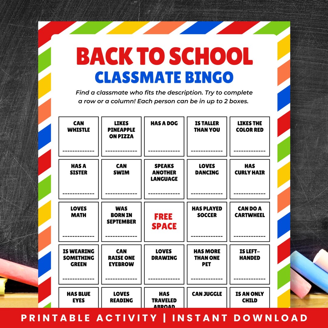 Back to School Bingo | Back to School Printable Activities | Classroom ...