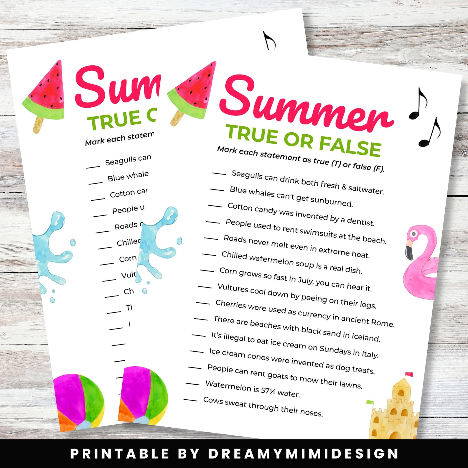 Summer Trivia Game Printable | Fun Summer Party Game for Families, Kids ...