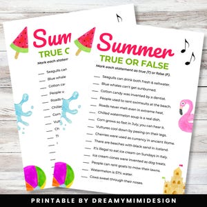 Summer Trivia Game Printable | Fun Summer Party Game for Families, Kids ...