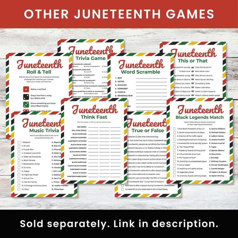 Juneteenth Think Fast Game, Juneteenth Printable Activity for Kids ...