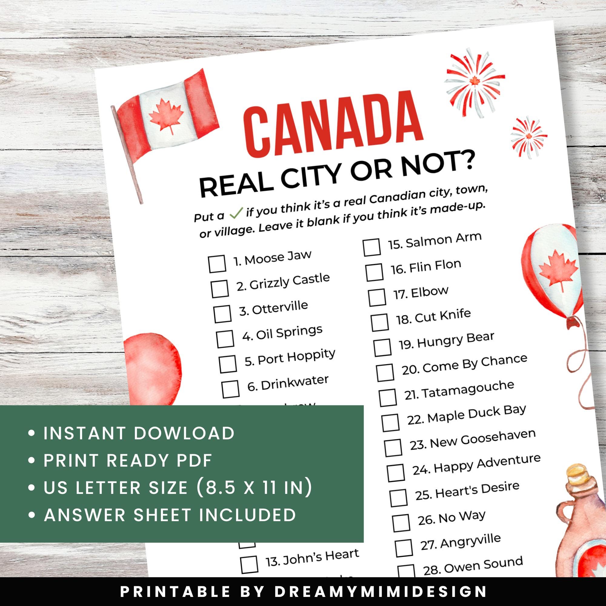 Canada Day Trivia Game Printable, Canada Day Party Game, Funny Canada ...