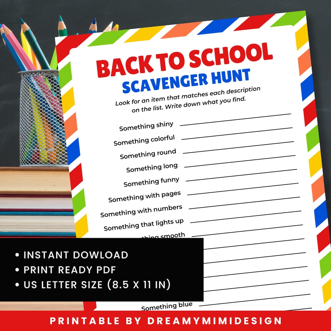 Back to School Scavenger Hunt | Back to School Printable Activities ...