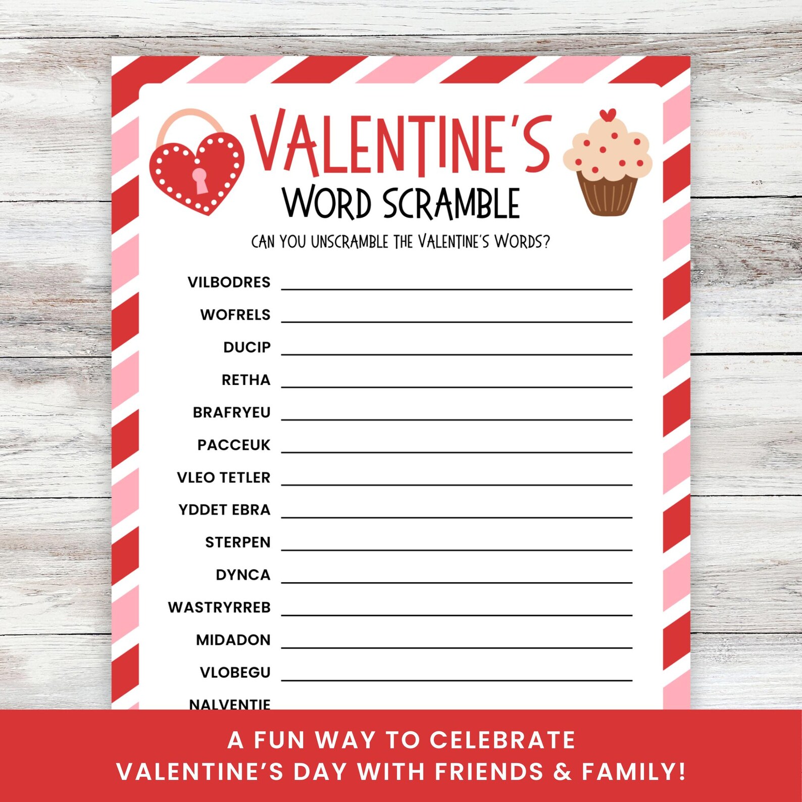Valentine Word Scramble With Answers | PRINTABLE Word Game for Kids ...