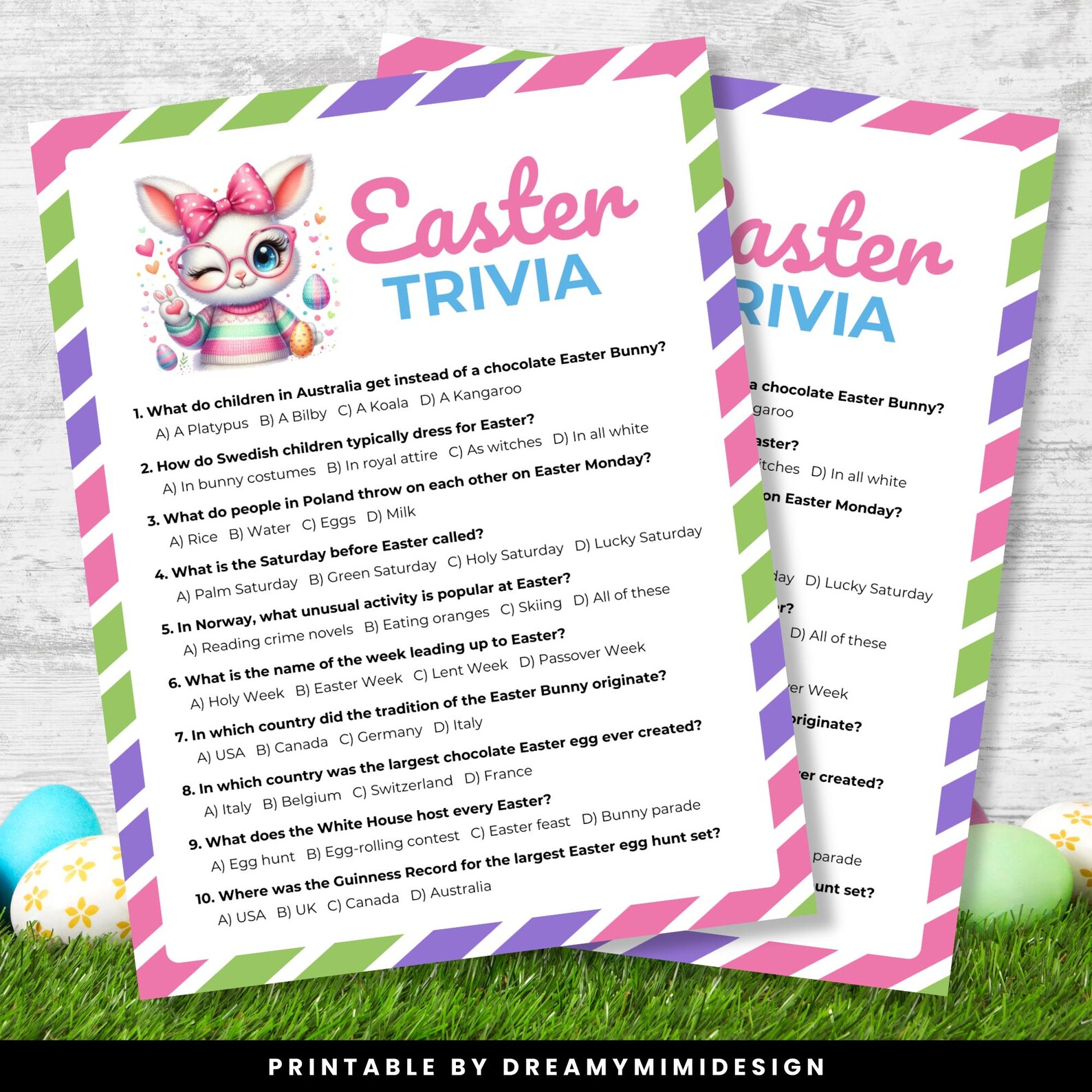 Easter Trivia, Easter Game, Printable Easter Party Game, Easter ...