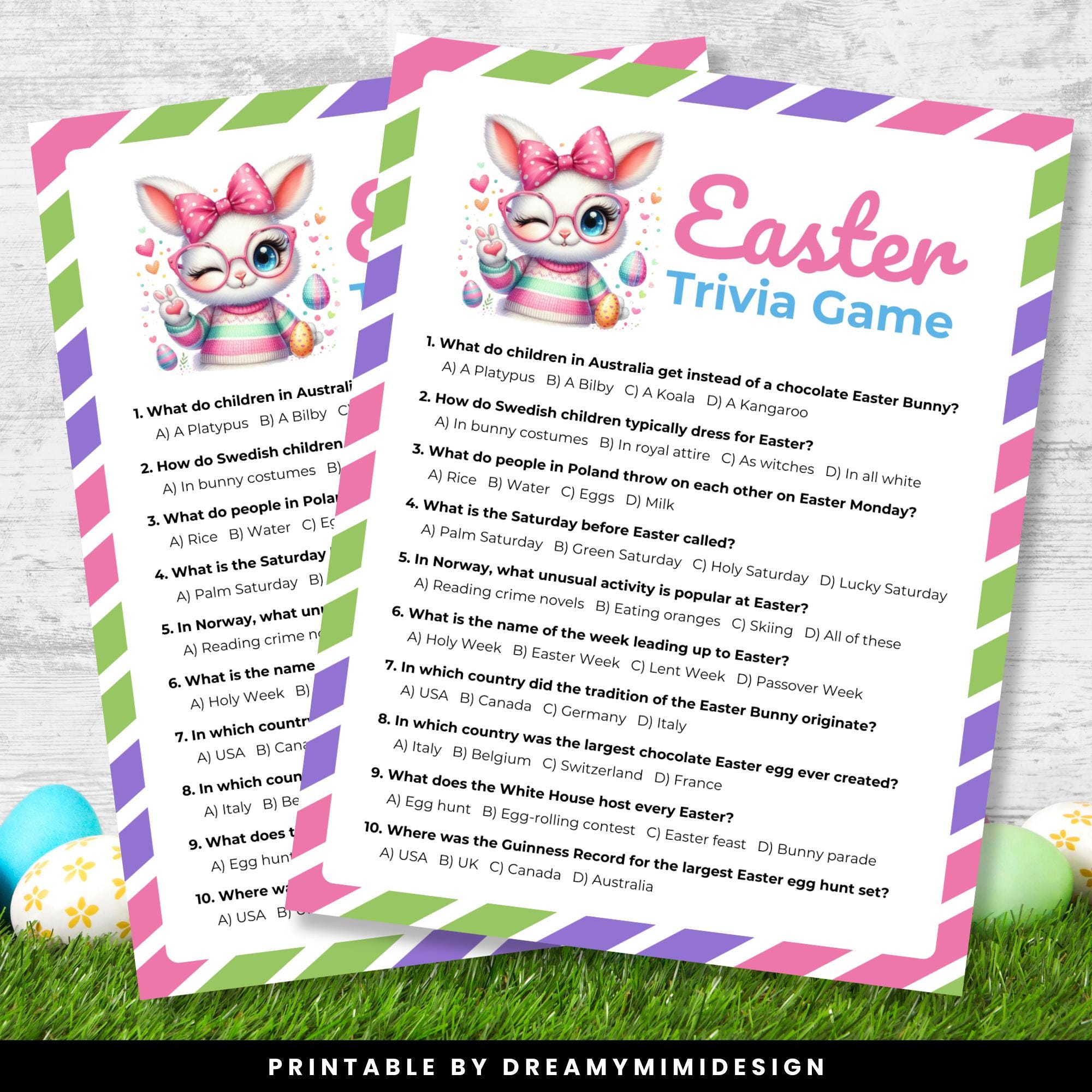 Easter Trivia, Easter Game, Printable Easter Party Game, Easter ...