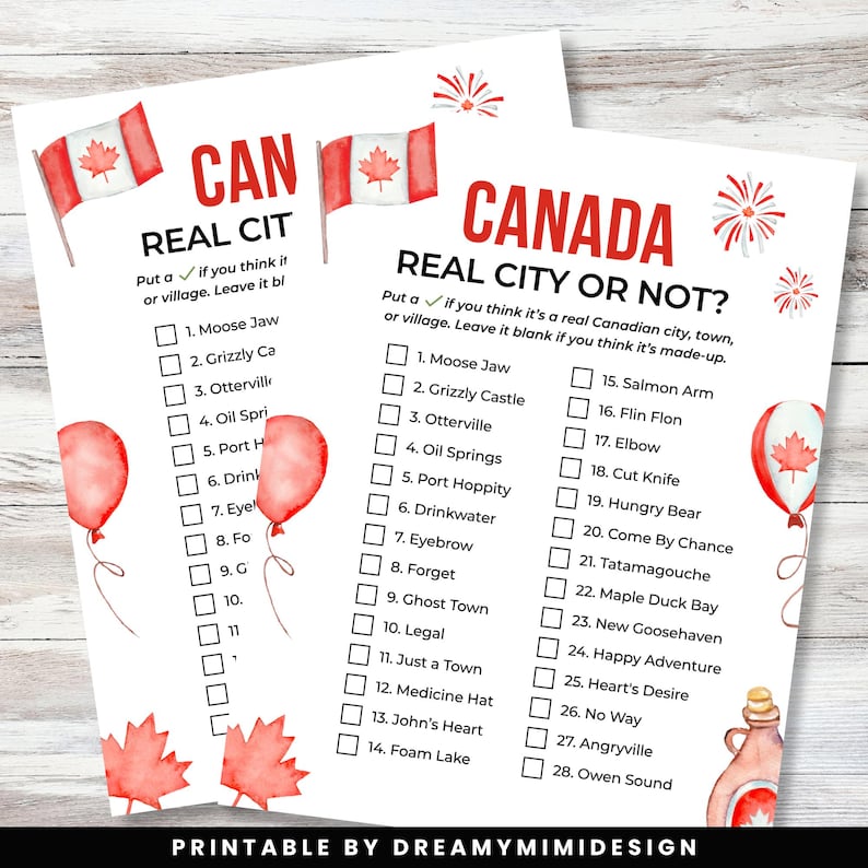Canada Day Trivia Game Printable, Canada Day Party Game, Funny Canada ...