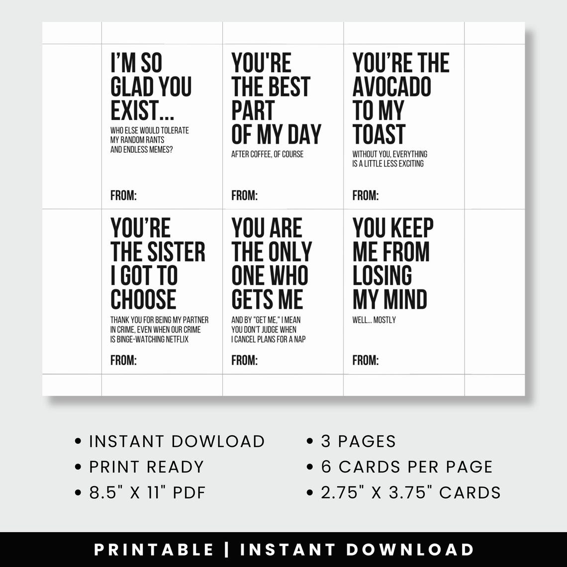 Friendship Valentines, Funny Valentine's Cards, Galentine’s Cards ...
