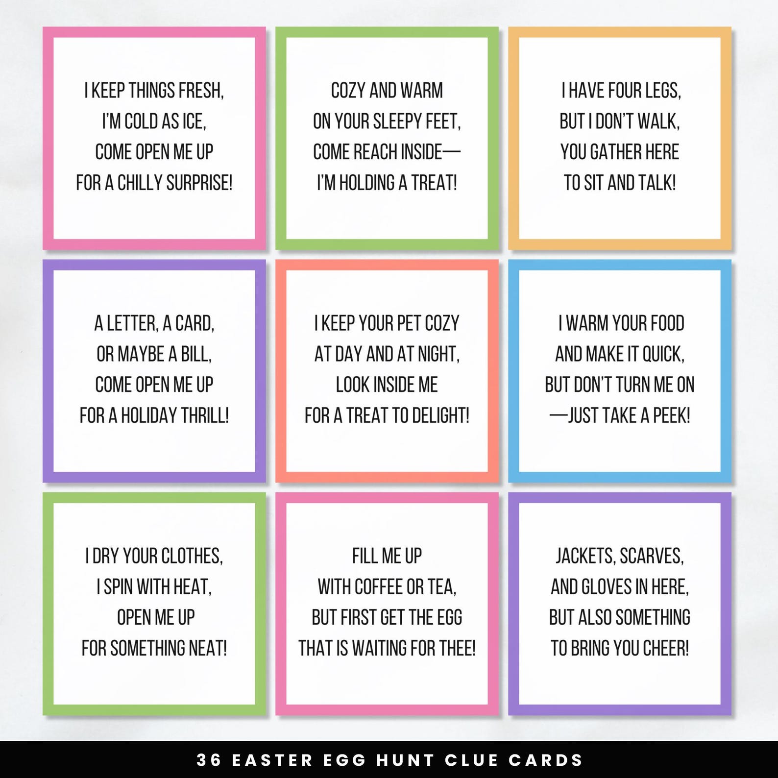 Easter Egg Hunt Game, Indoor Easter Egg Hunt Clues, Easter Printable ...