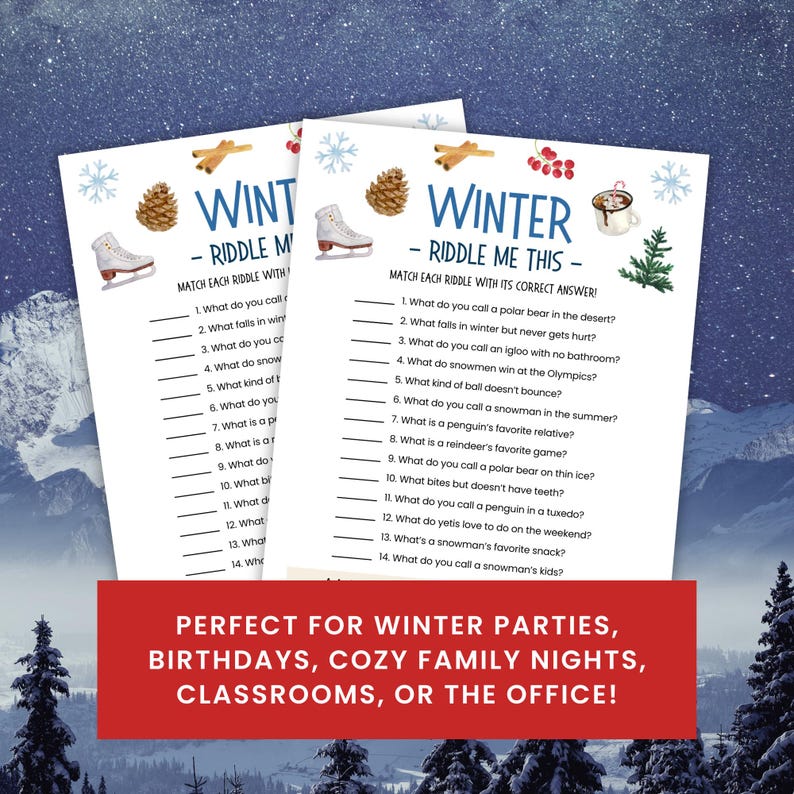 Winter Riddles | Winter Activity for Kids & Adults | Winter Trivia ...