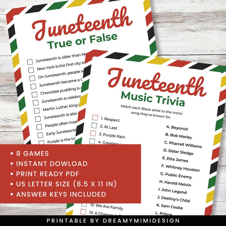 Juneteenth Games Bundle, Printable Juneteenth Activities, Black History ...
