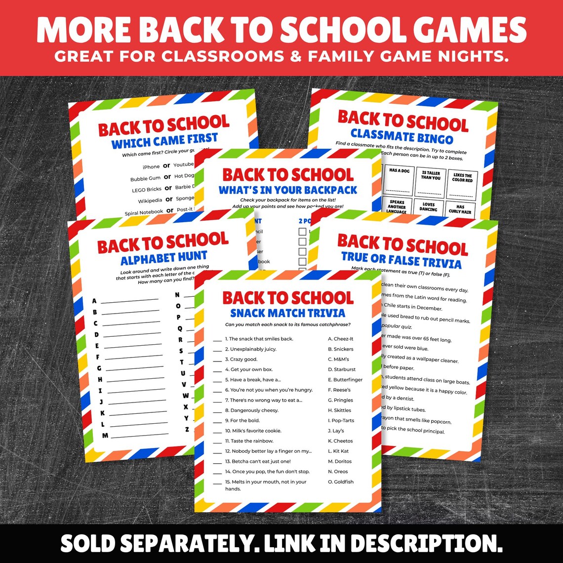 Back to School Think Fast Game | Back to School Printable Activities ...
