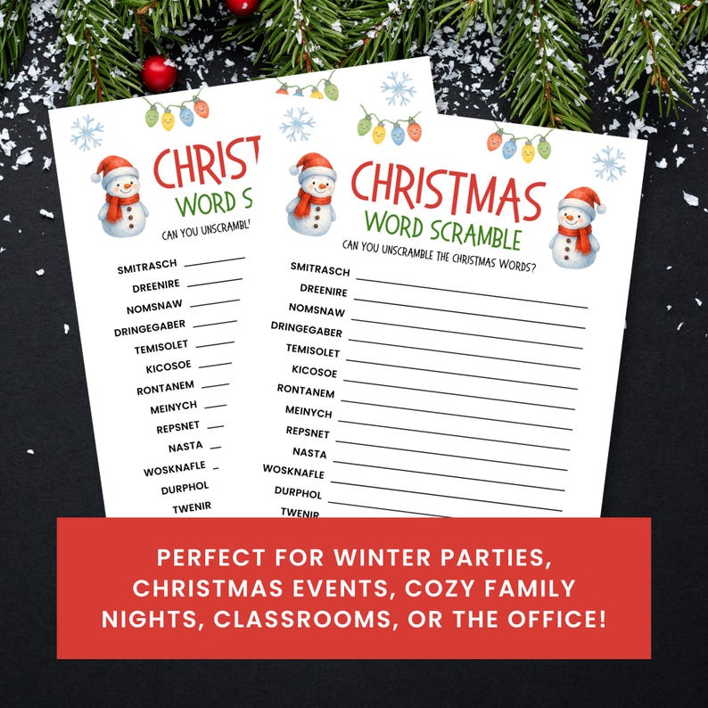Christmas Word Scramble | Christmas Party Games | Christmas Word Games ...