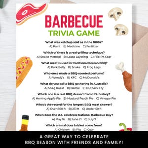 Backyard BBQ Trivia Game | Printable Summer Party Quiz for Family Game ...