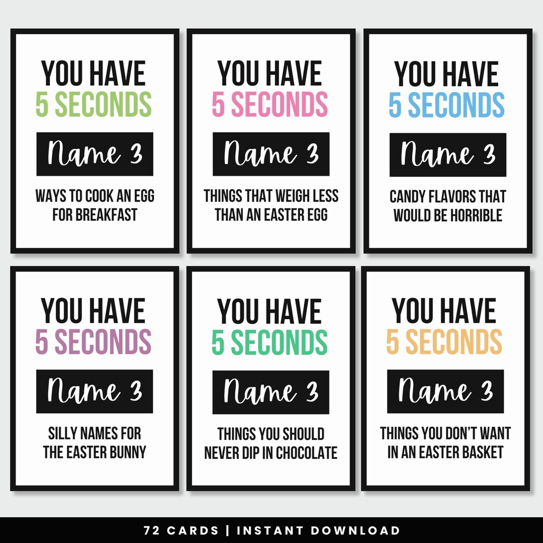 Easter 5 Second Game, Printable Easter Activity for Kids and Adults ...