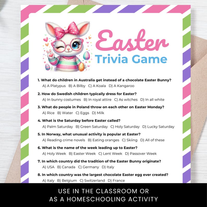 Easter Trivia, Easter Game, Printable Easter Party Game, Easter ...