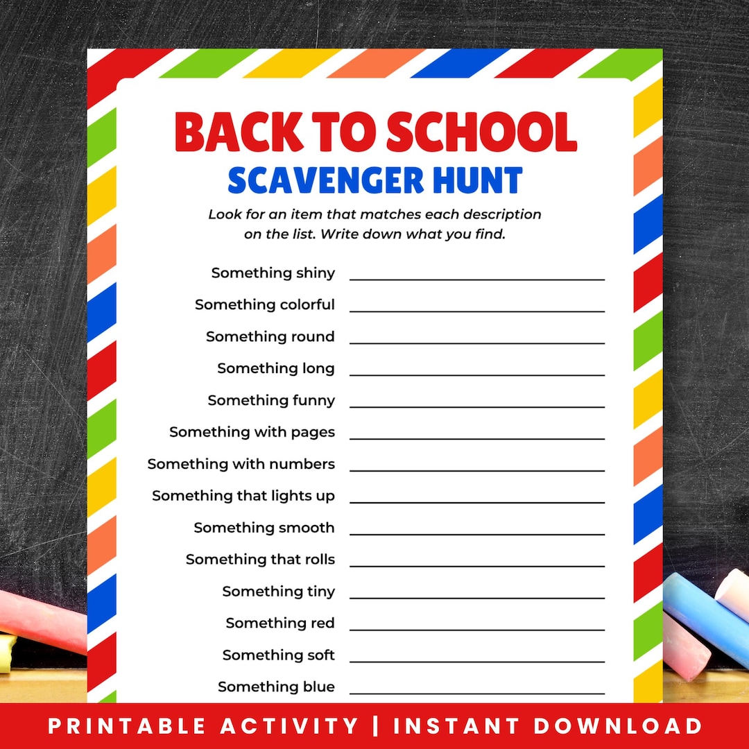 Back to School Scavenger Hunt | Back to School Printable Activities ...